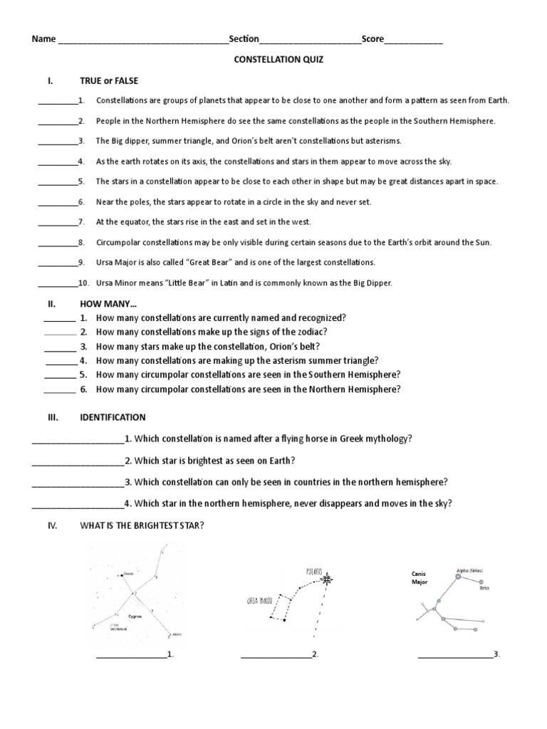 Constellation Quiz | PDF | Constellation | Ptolemy