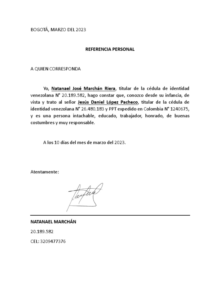 Referencia Personal | PDF