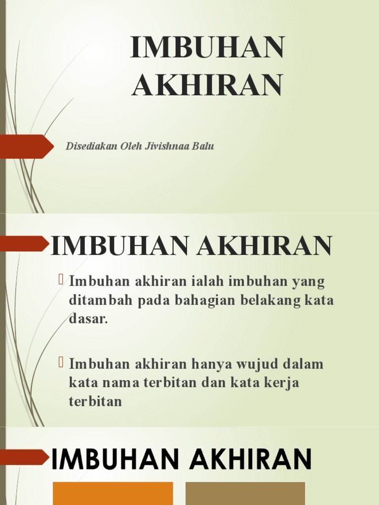 Imbuhan Akhiran dalam Bahasa Melayu | PDF | Seni & Disiplin Bahasa ...