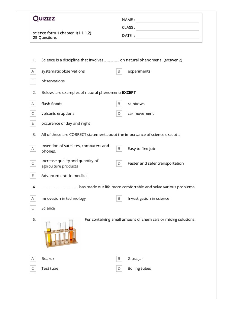Science Form 1 Chapter 1 (1.1,1.2) SET5 | PDF | Toxicity | Water