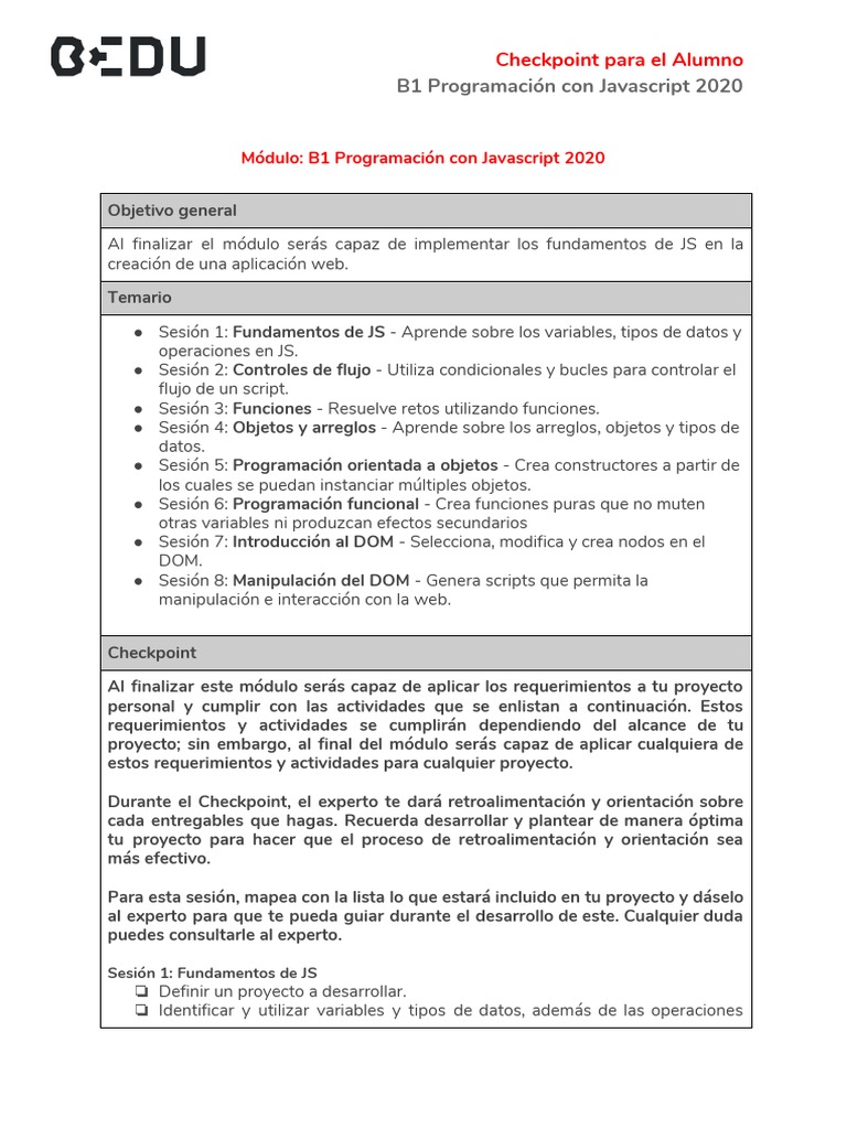 Checkpoint para Alumno | PDF | Modelo de objeto de documento | Script Java