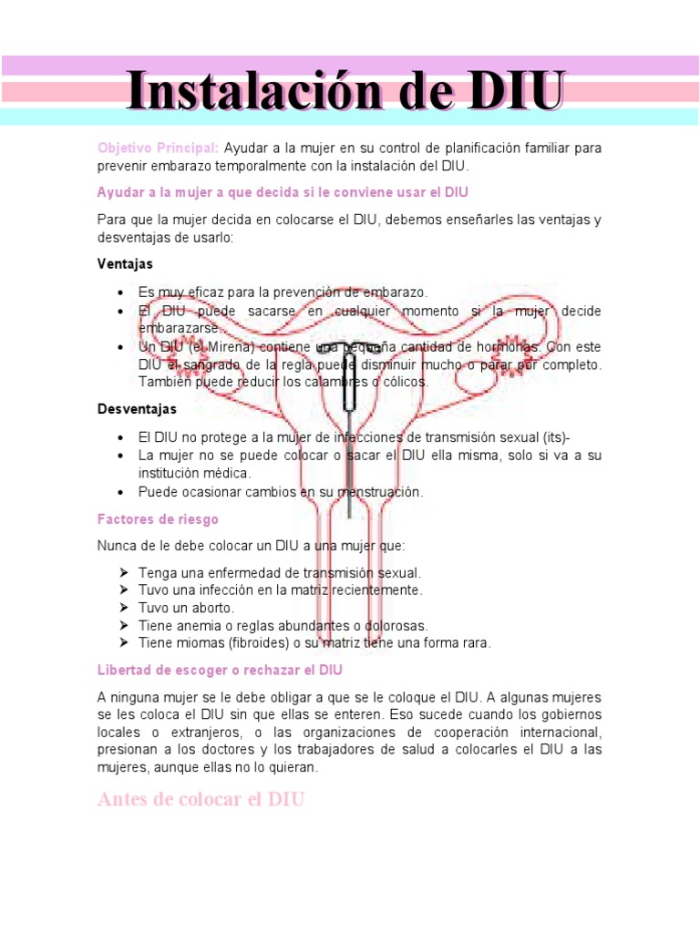 Colocación Del DIU | PDF | El embarazo | Control de la natalidad