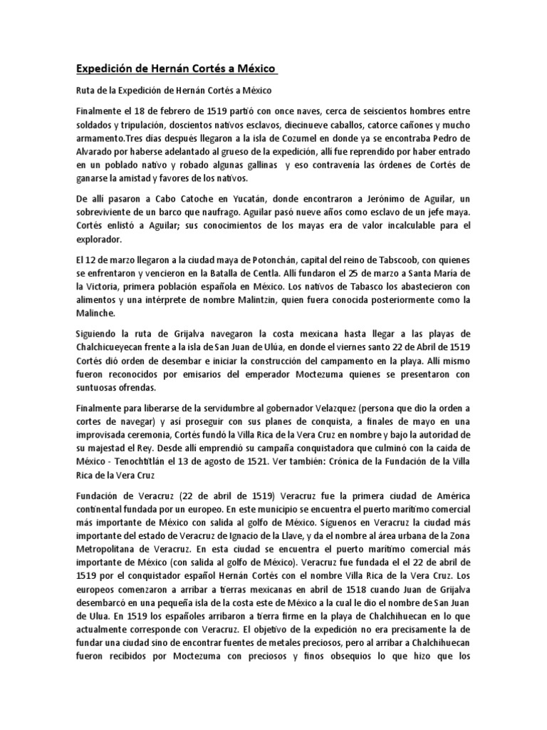 Expedición de Hernán Cortés A México | PDF | Hernán Cortés | Folklore ...