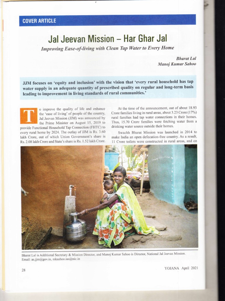 Yojana Jal Jeevan Mission Har Ghar Jal 03 04 2021 Pdf Drinking