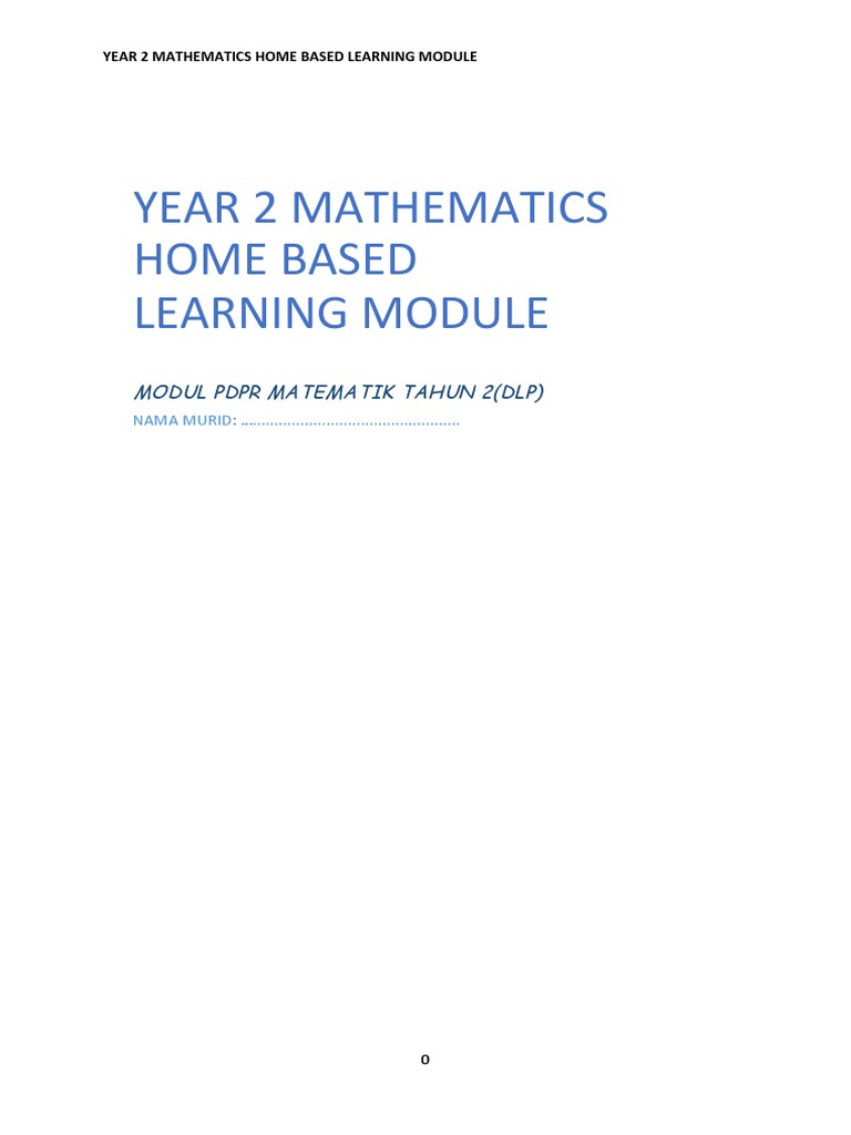 Year 2 Mathematics Home Based Learning Module | PDF | Computers ...