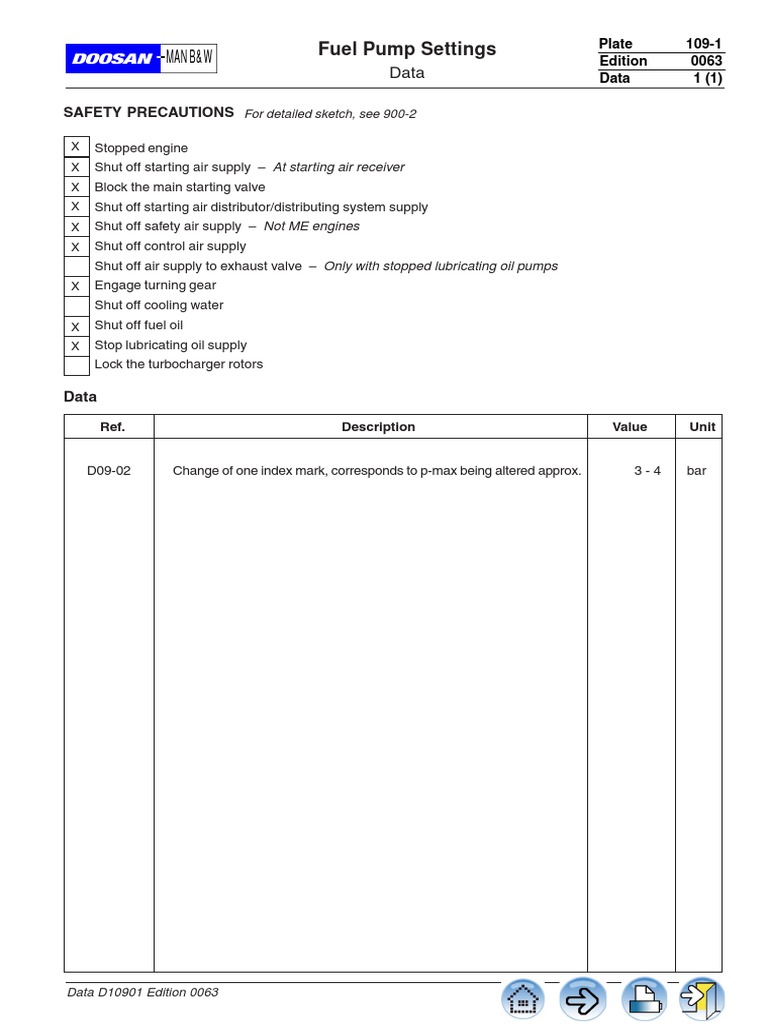 Man B&W: Fuel Pump Settings | PDF | Valve | Pump