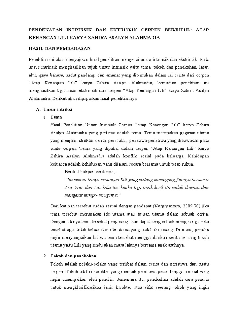 Unsur Intrinsik Dan Ekstrinsik - Risky Arbangi Nopi | PDF