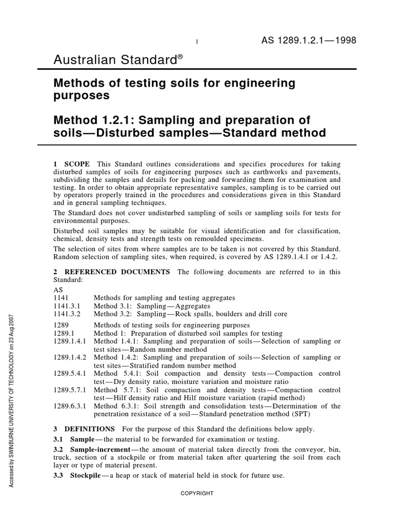 As 1289.1.2.1-1998 | Download Free PDF | Sampling (Statistics ...