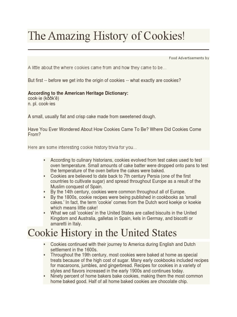 The Amazing History of Cookies | PDF | Cuisine | Cooking