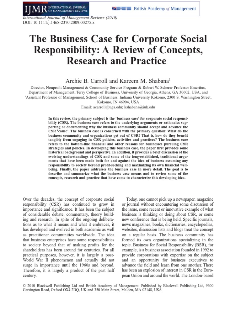 Business Case for Corporate Social Responsibility | PDF | Corporate ...