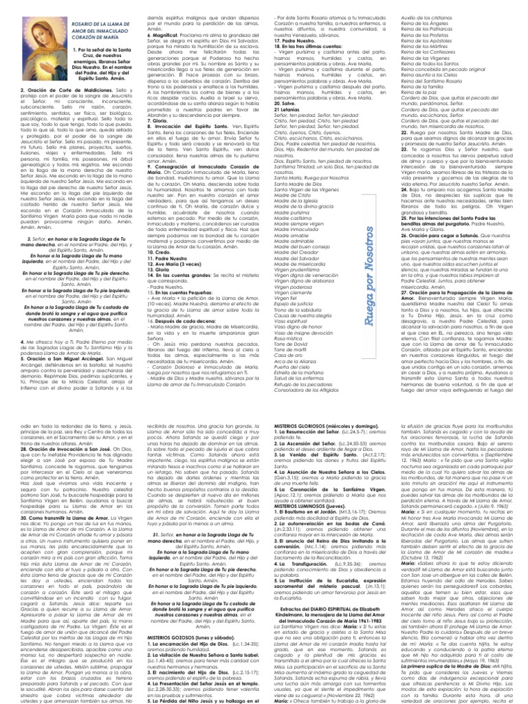 Rosario A La Llama de Amor Del Inmaculado Corazón de Maria | PDF | María, madre de Jesús ...