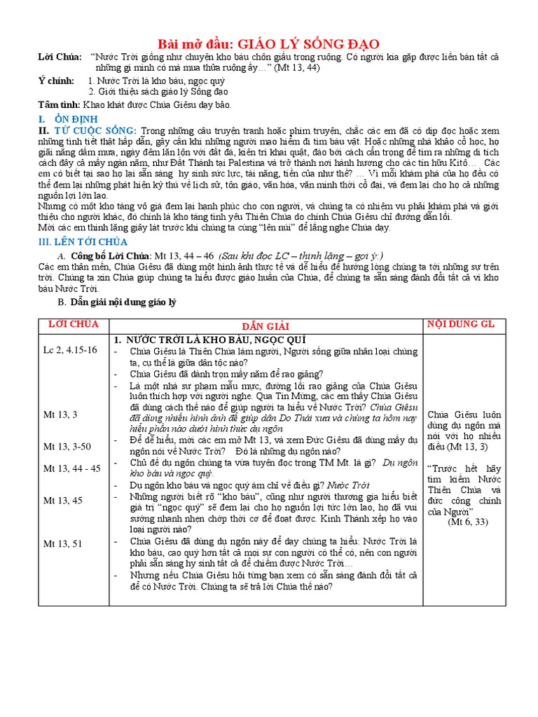 Giao An Song Dao Phan I Tuyen Xung Duc Tin | PDF