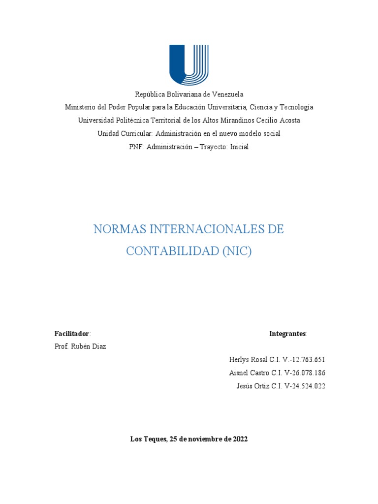 Normas Internacionales de Contabilidad (Nic) | PDF | normas ...