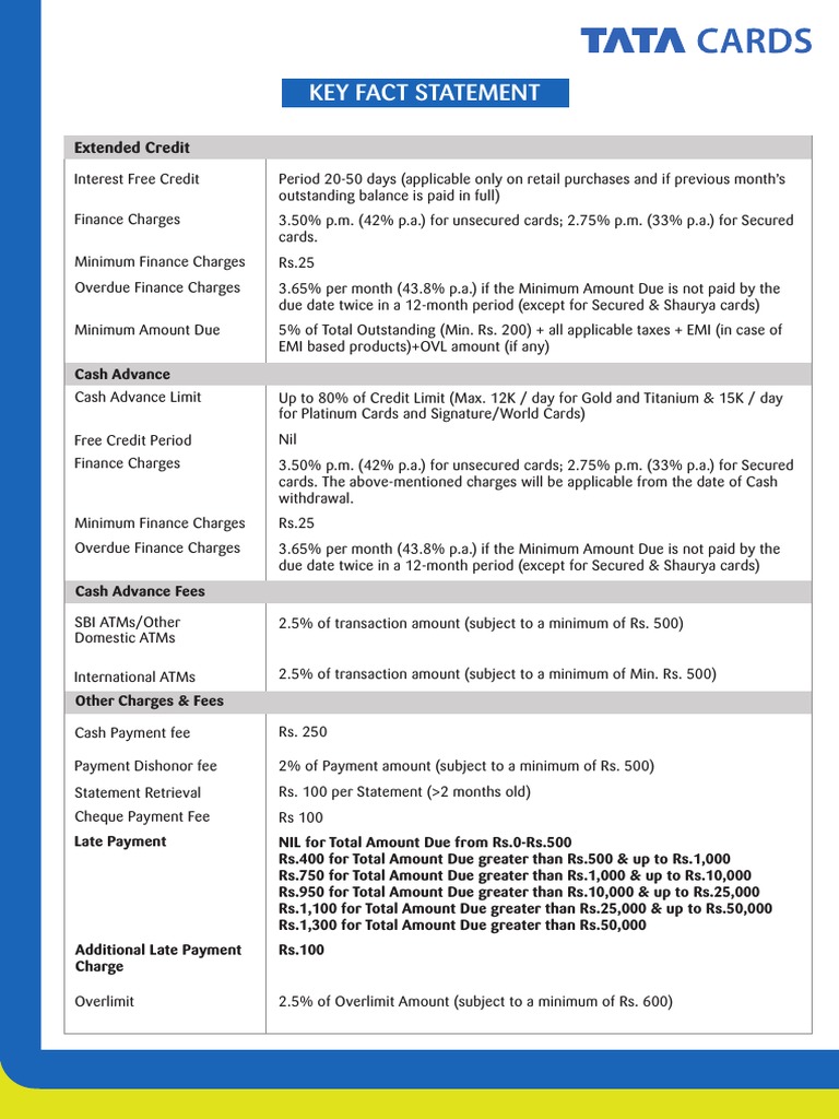 Key Fact Statement | PDF | Credit Card | Payments