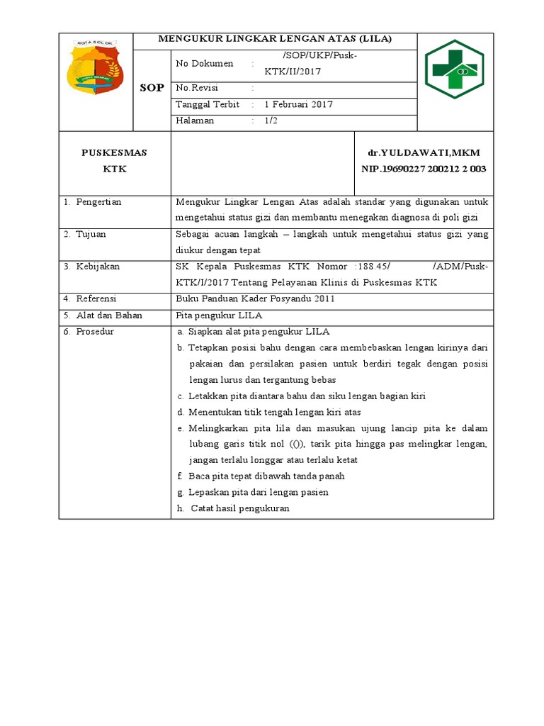 Sop Mengukur Lingkar Lengan Atas BB TB PB | PDF