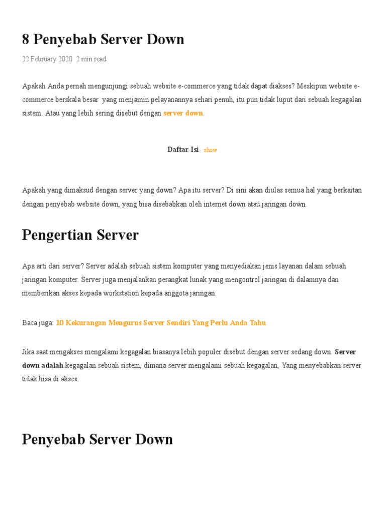 8 Penyebab Server Down - Qwords | PDF