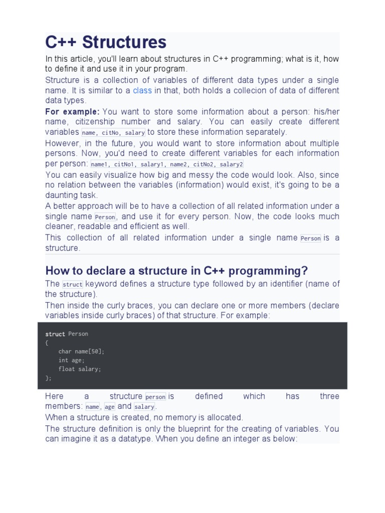 C Structures Pdf Computer Programming Computing 2375