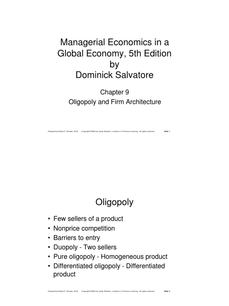 Managerial Economics in A Global Economy, 5th Edition by Dominick ...