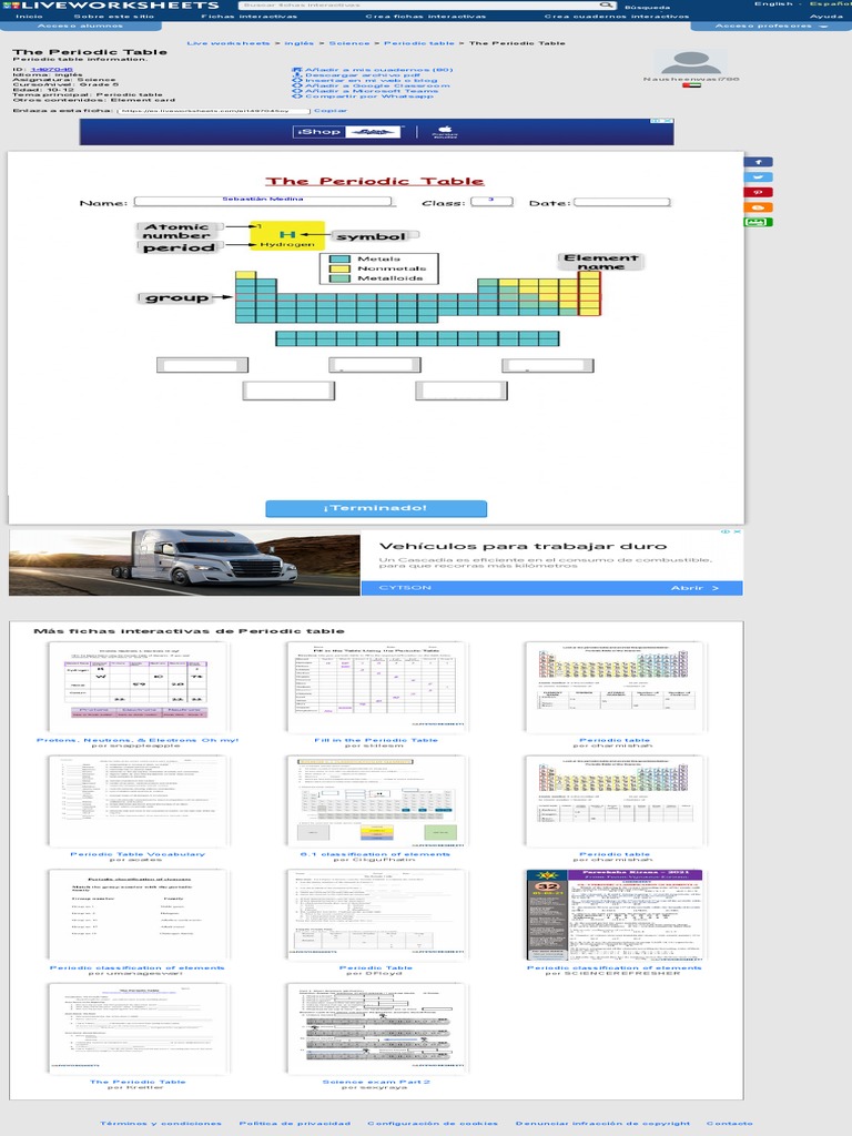 Ejercicio Interactivo de The Periodic Table 2 | PDF | Software de la aplicacion | Sitios web