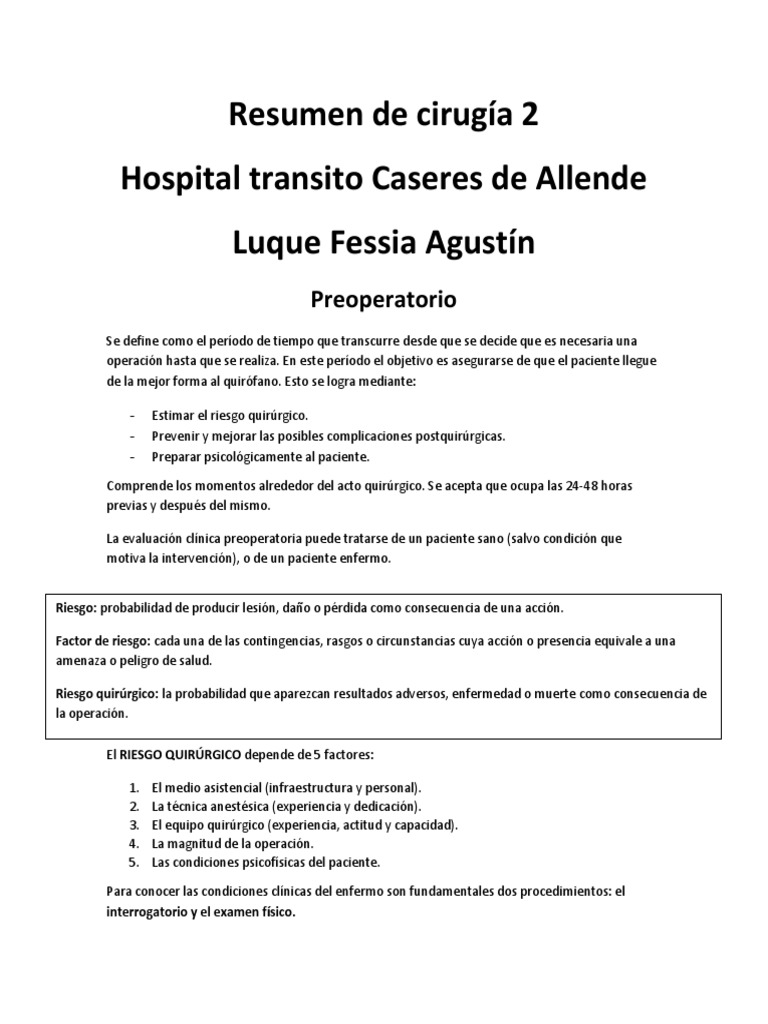 Resumen de cirugía 2 HTCA (1362241011) | PDF | Medicina CLINICA ...
