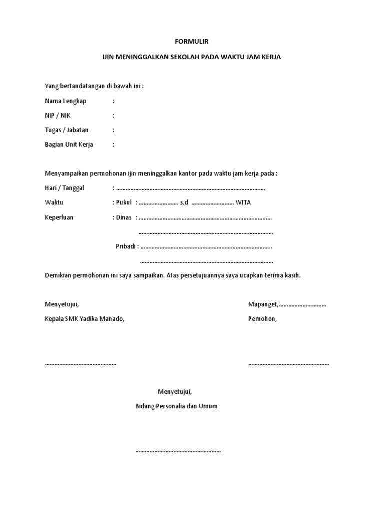 Formulir Ijin Keluar | PDF