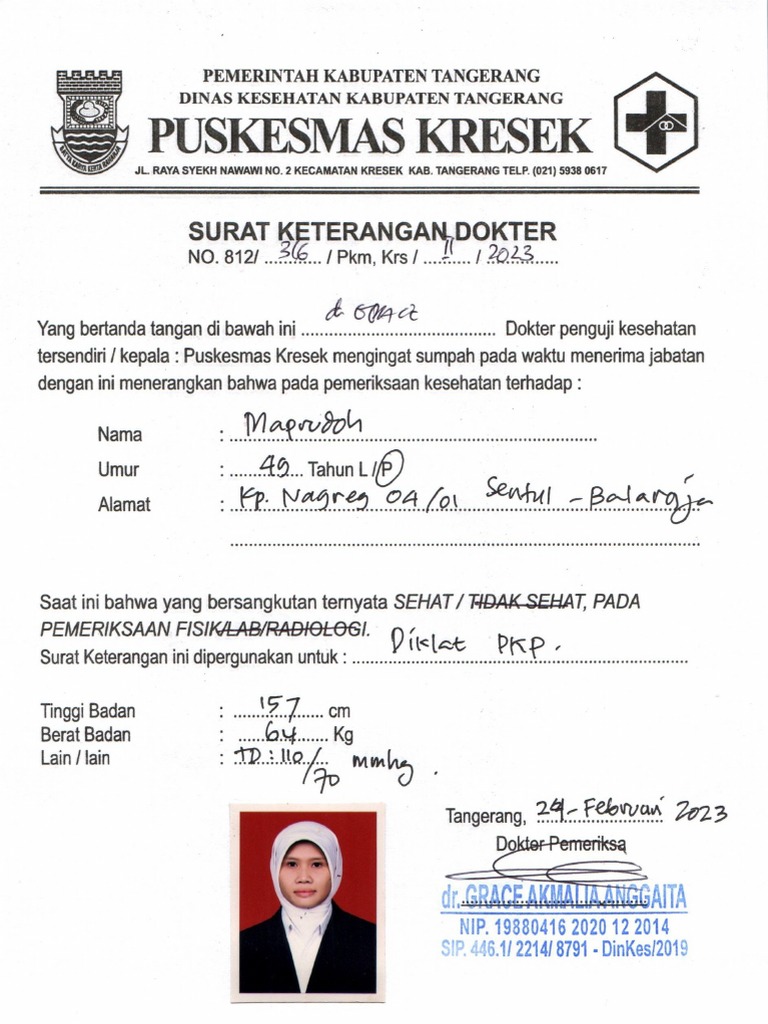 Surat Keterangan Sehat | PDF