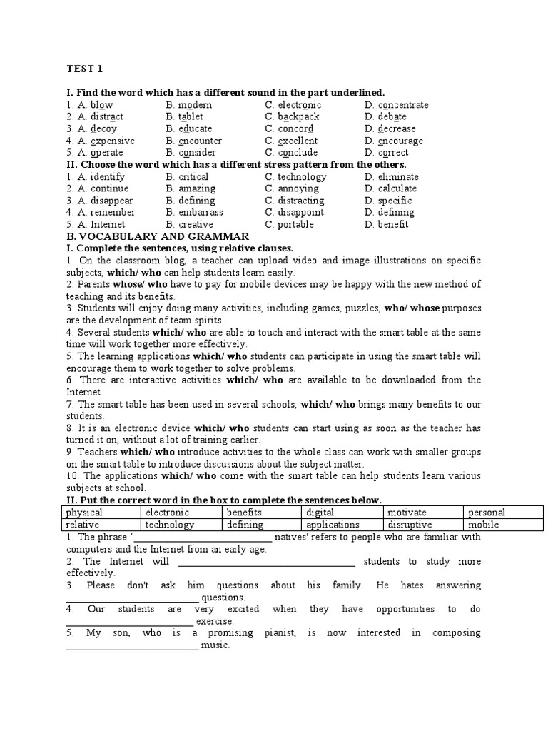 Find the Correct Word or Phrase Test 1 | PDF | English Language ...