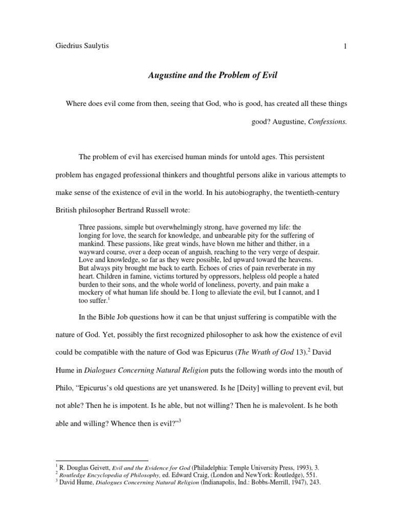 Augustine - Problem of Evil | PDF | Augustine Of Hippo | Neoplatonism