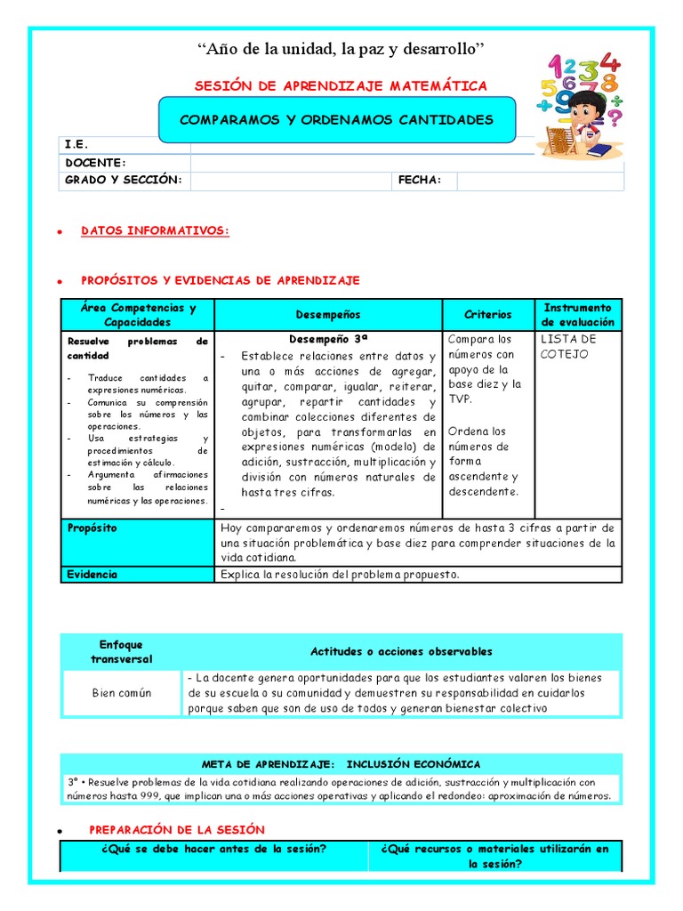 Comparación y orden de números naturales | PDF