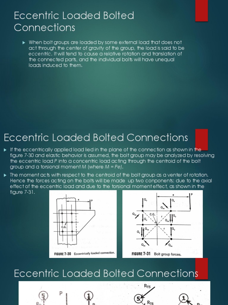 Eccentric Loaded Bolted Connections | PDF | Stress (Mechanics) | Bending
