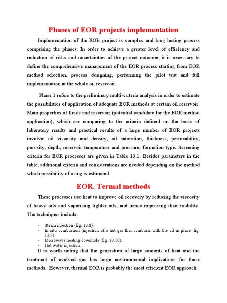 EOR. Termal Methods | PDF | Enhanced Oil Recovery | Petroleum