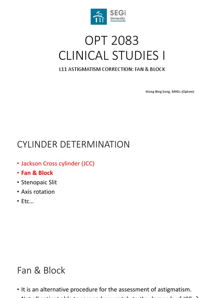 L11 Astigmatism Fan & Block | PDF | Vision | Optics