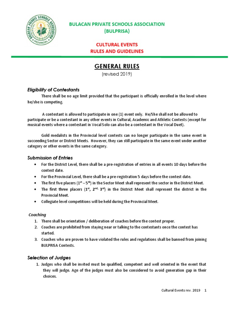 CULTURAL EVENTS GUIDELINES Rev. 2019 | PDF