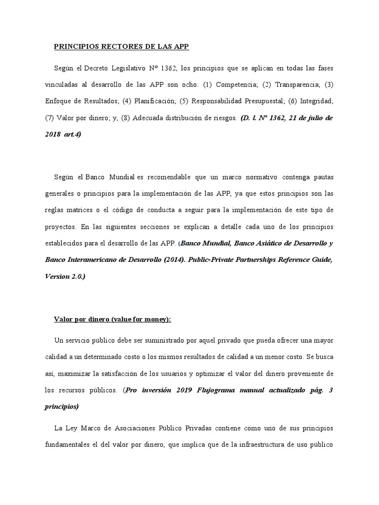 PRINCIPIOS Rectores de Las App | PDF | Asociación público-privada | Bancos