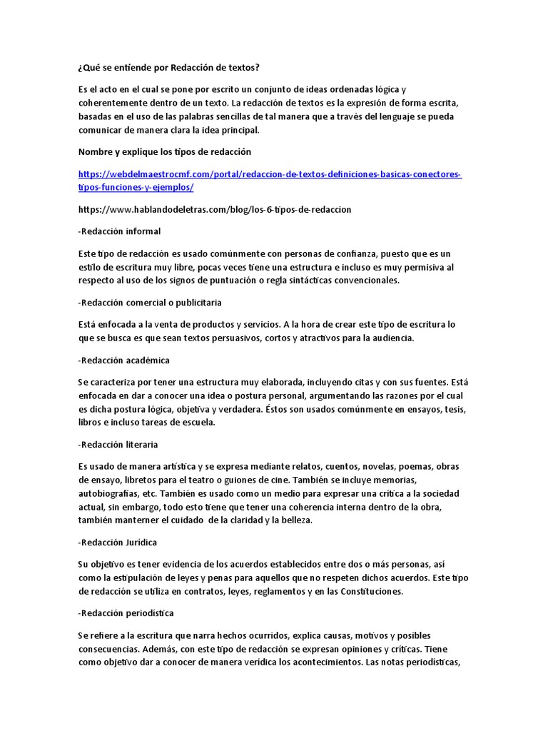 Qué Se Entiende Por Redacción de Textos | Descargar gratis PDF ...