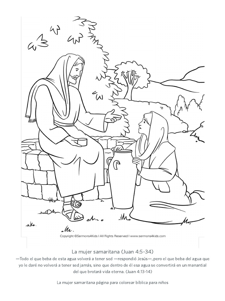 La Mujer Samaritana Página para Colorear - Sermons4Kids | PDF
