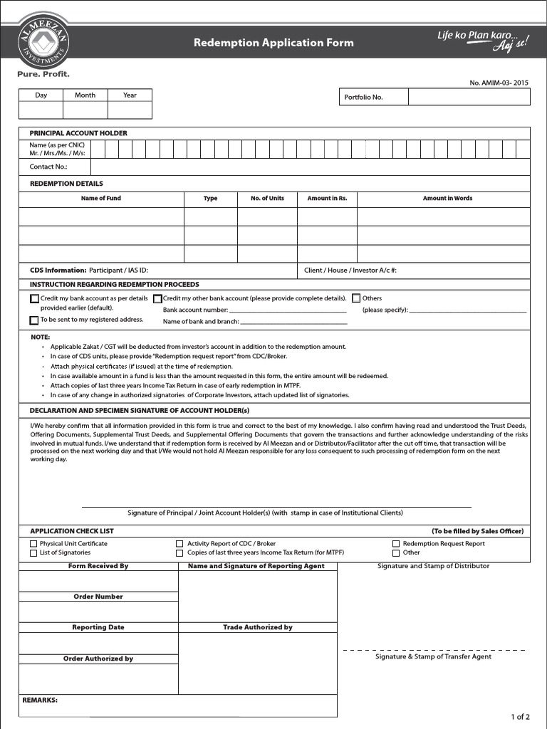 Redemption Form | PDF | Banks | Income