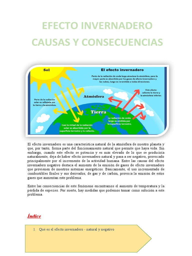 Efecto Invernadero Causas Y Consecuencias: Índice | PDF | Gases de efecto invernadero ...