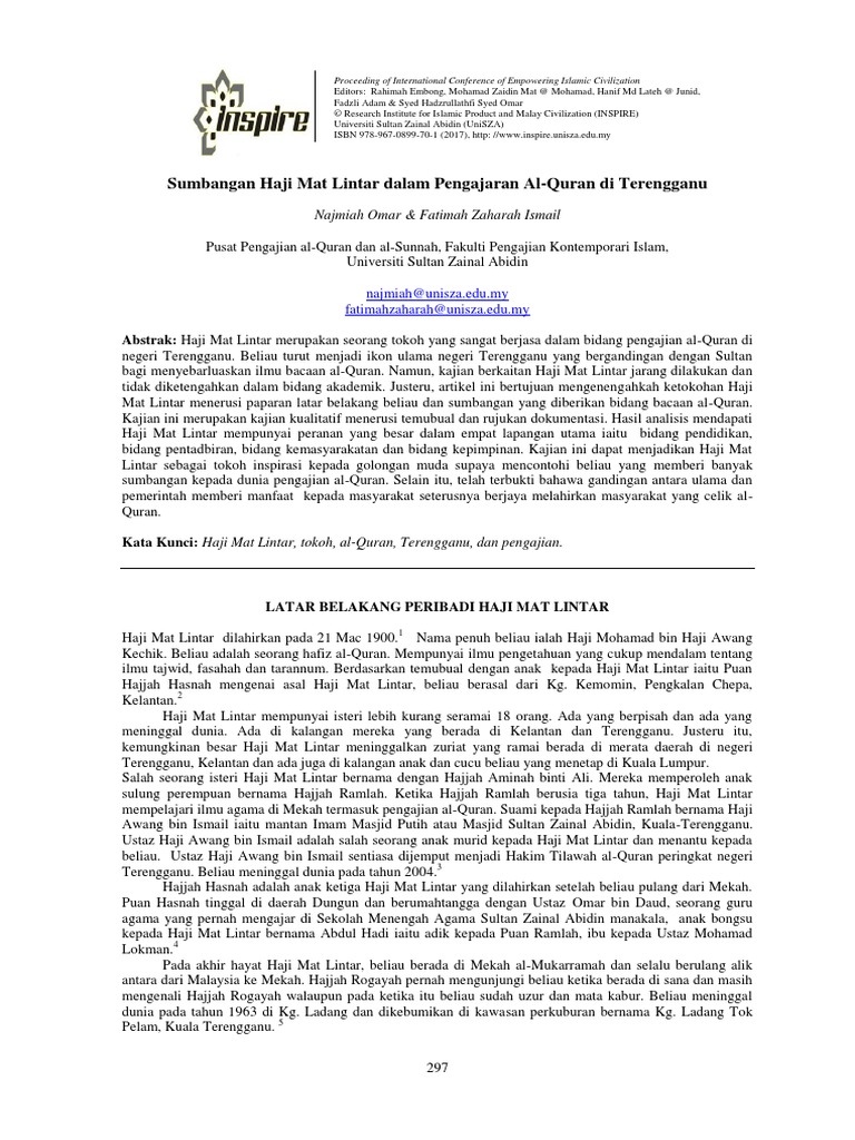 Sumbangan Haji Mat Lintar Dalam Pengajaran Al-Quran Di Terengganu | PDF
