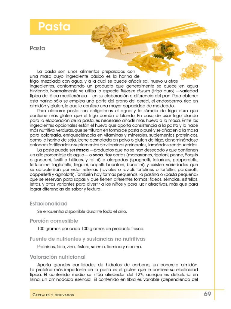 pasta | PDF | Pasta | Nutrición