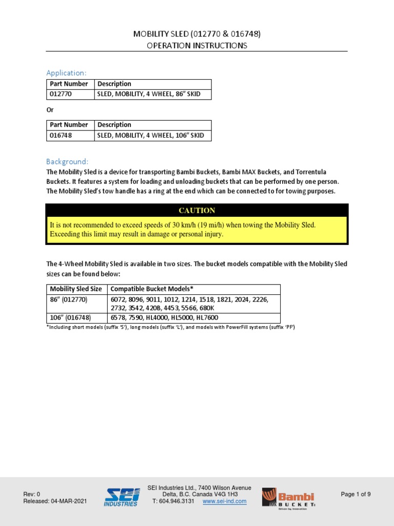 Operating a Mobility Sled: Instructions for Loading, Unloading, and ...