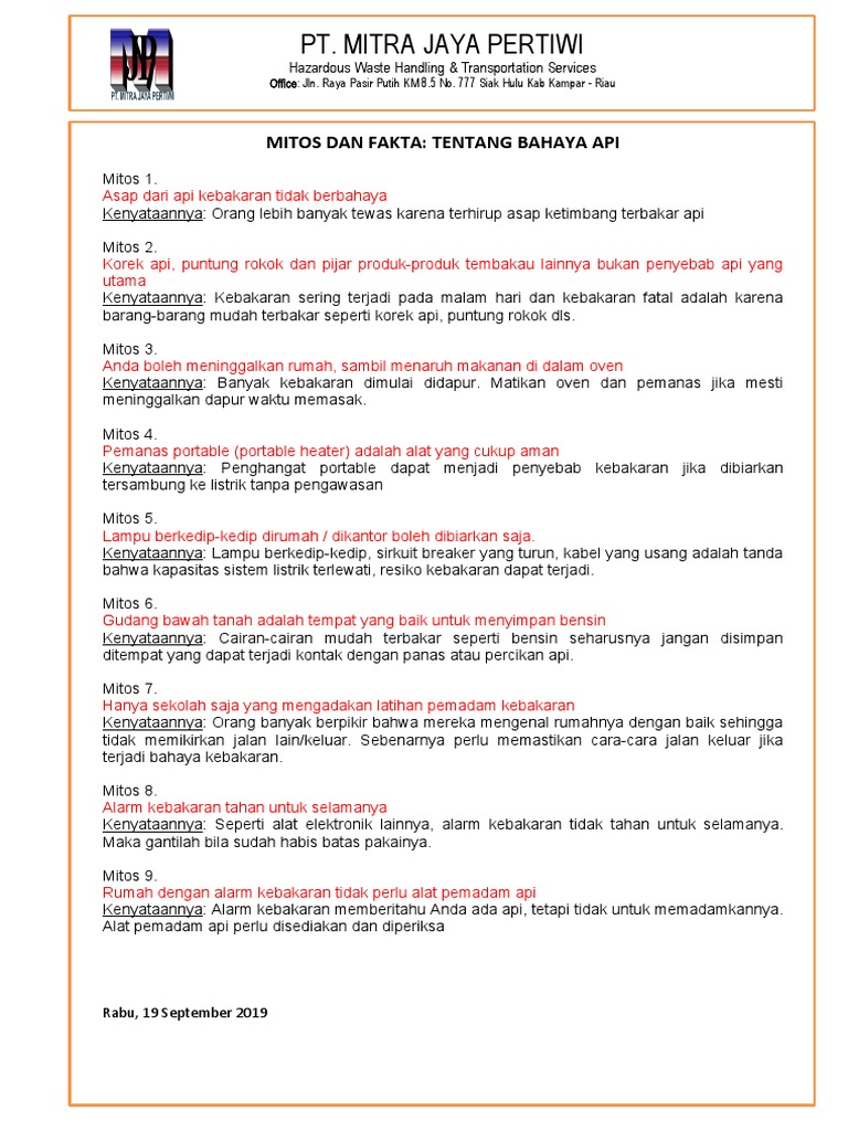 8 Mitos & Fakta Tentang Bahaya Api | PDF