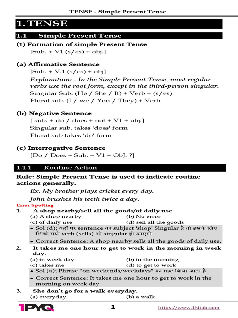 Simple Present Tense Explained | PDF | Grammatical Tense | Grammatical ...