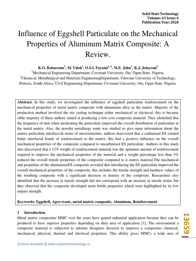 Aluminum Composites with Eggshell | PDF | Composite Material | Hardness