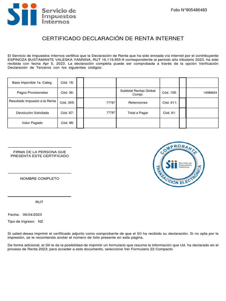 Certificado F22 | PDF | Finanzas y dinero | Derecho