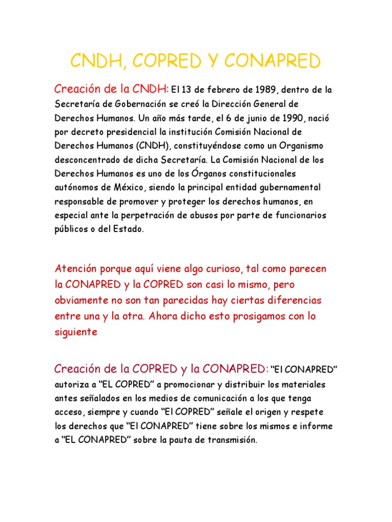 Historia de CNDH, COPRED y CONAPRED | PDF | Gobierno | Justicia
