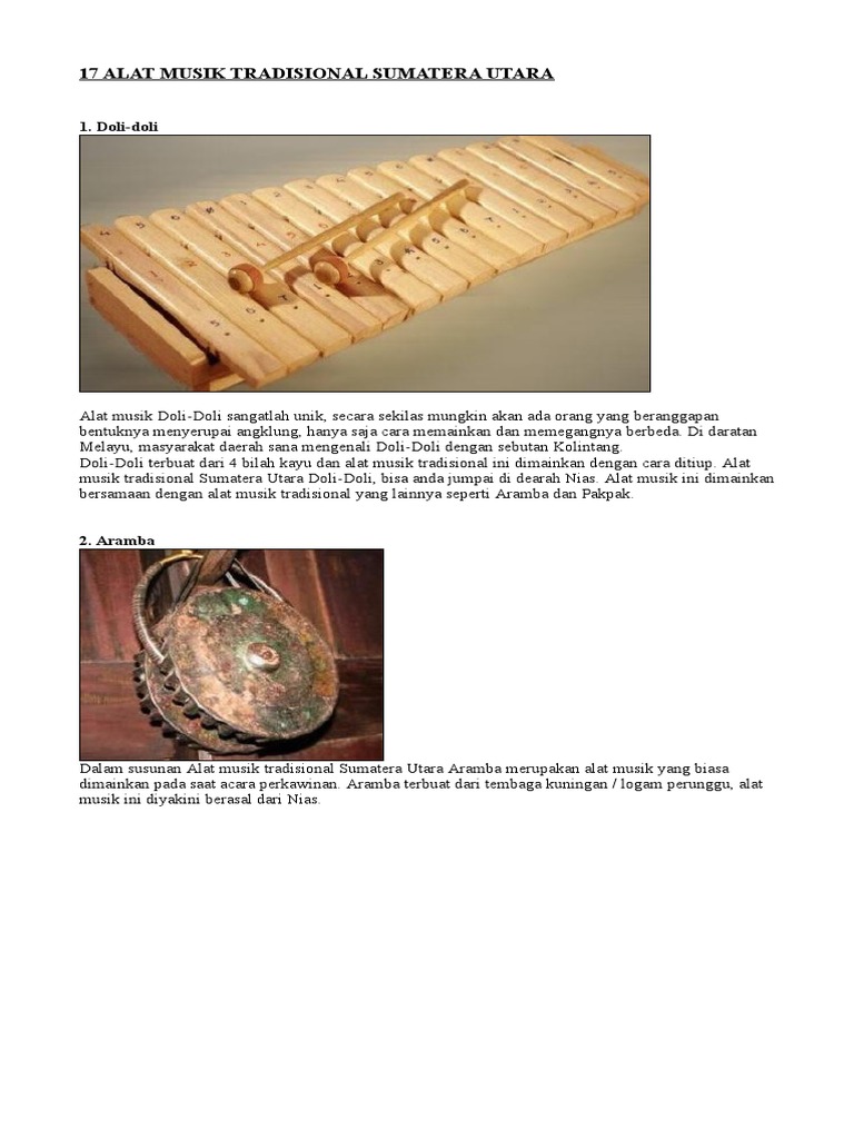 17 Alat Musik Tradisional Sumatera Utara: 1. Doli-Doli | PDF | Seni