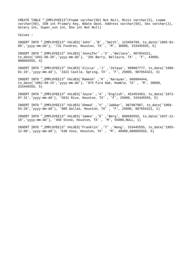 Company Database SQL Commands | PDF