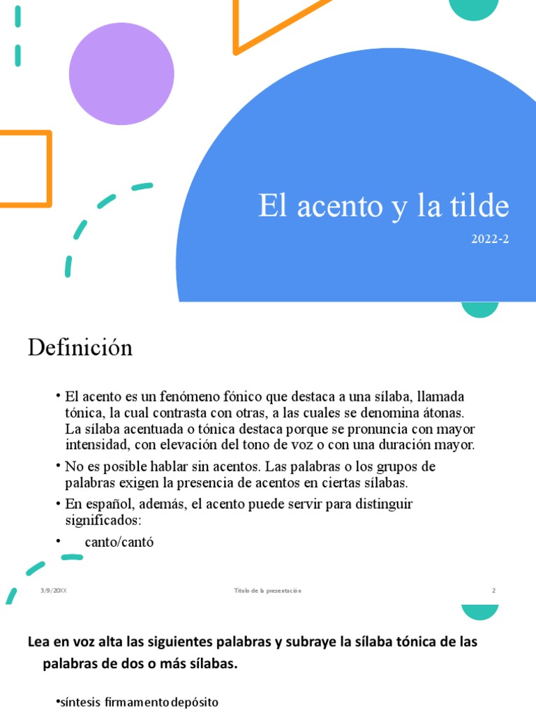 El Acento y La Tilde | PDF | Fonética | Comunicación humana