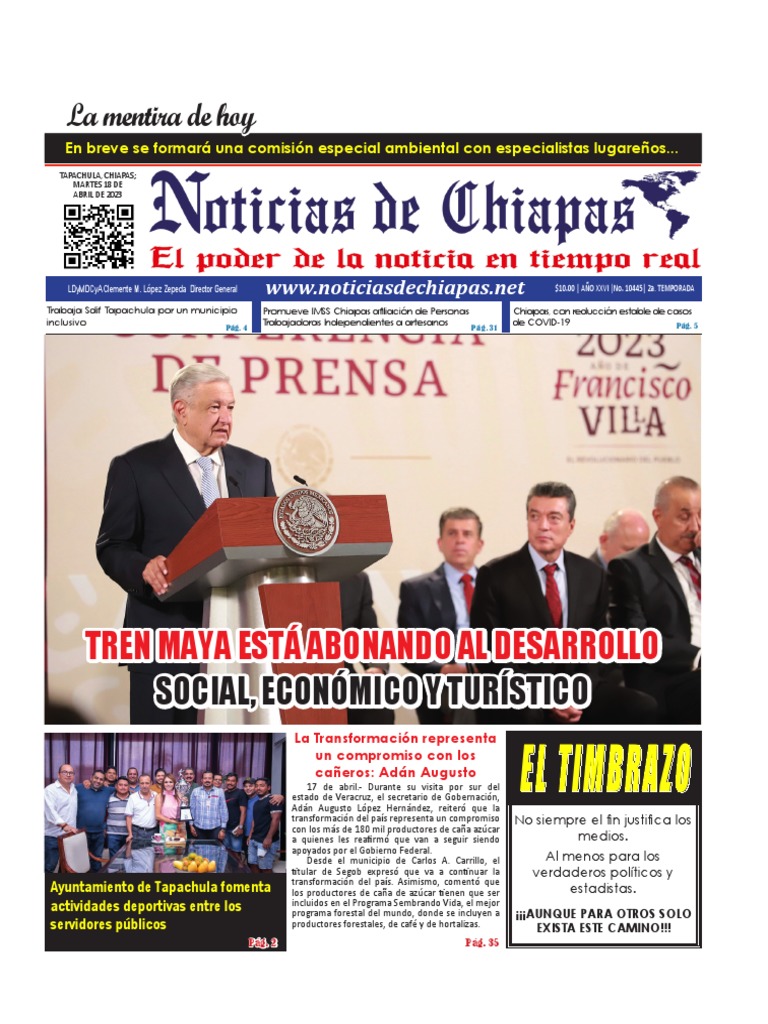 Periódico Noticias de Chiapas, Edición Virtual Martes 18 de Abril de ...